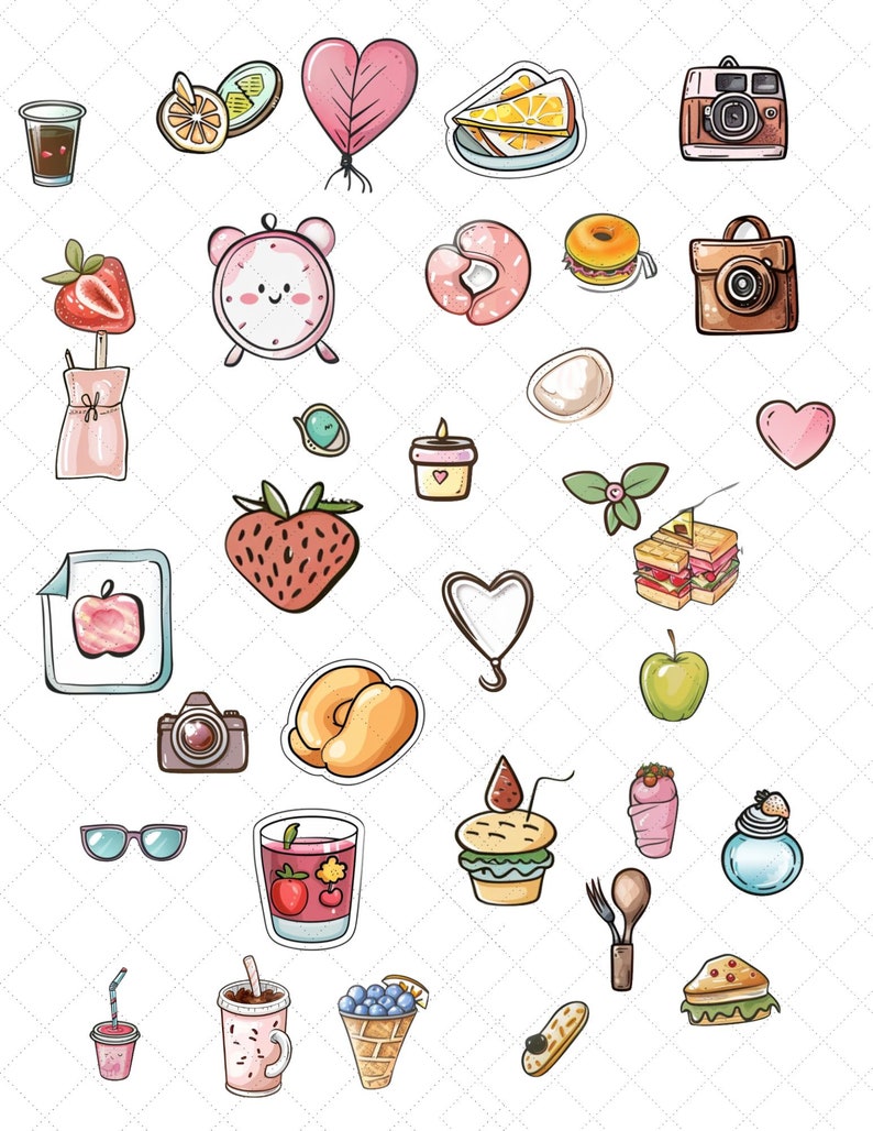 Digital Stickers, Clip Art, Cute, Food, Great for Planner and Journals ...