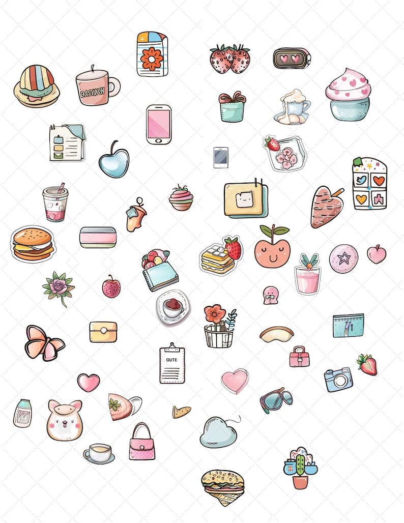 Digital Stickers, Clip Art, Cute, Food, Great for Planner and Journals ...