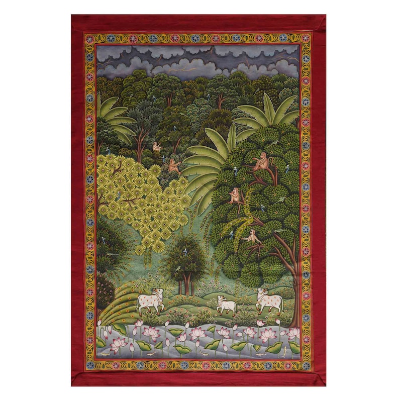 Pichwai Painting, Hand Painted Pichwai Painting, Pichwai Forest ...