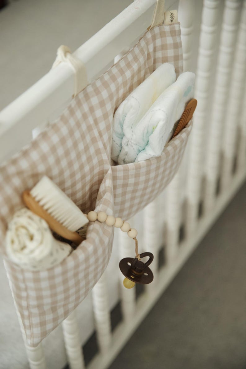 Ghingham Caddy - Crib Pocket Organizer - Book Caddy- Baby Organizer ...