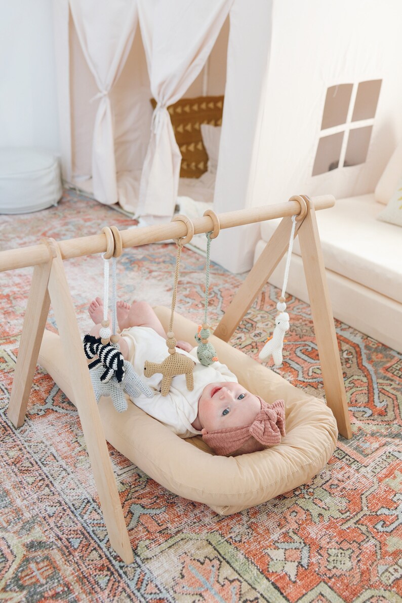 Montessori Wooden Baby Gym Set Desert Organic Hanging Gym Toys Pine ...