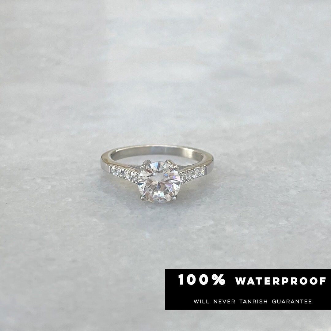 Classic Promise Ring 1.5ct Round Brilliant Stone Titanium Stainless ...