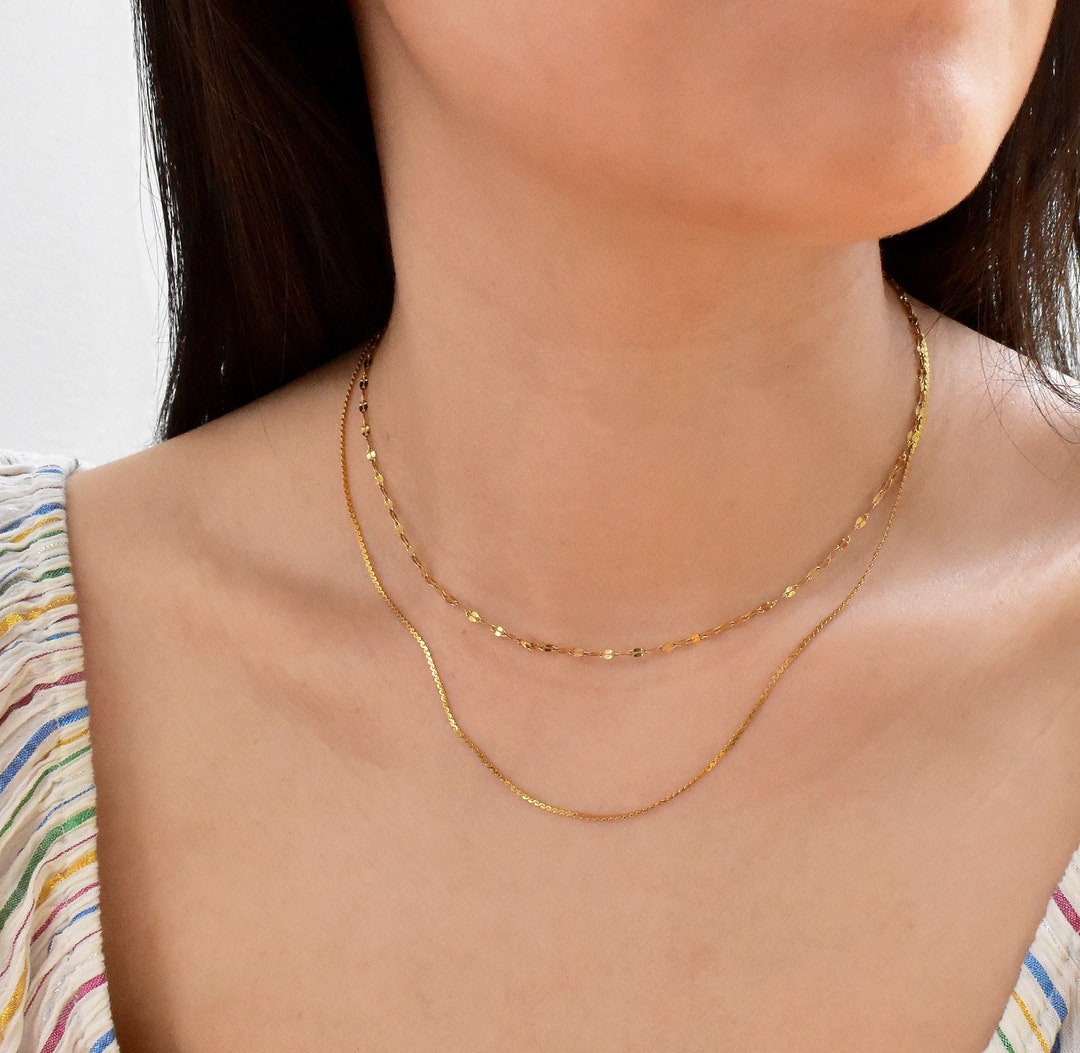 Thin Gold Chain Necklace Adjustable and Waterproof Dainty Gold ...