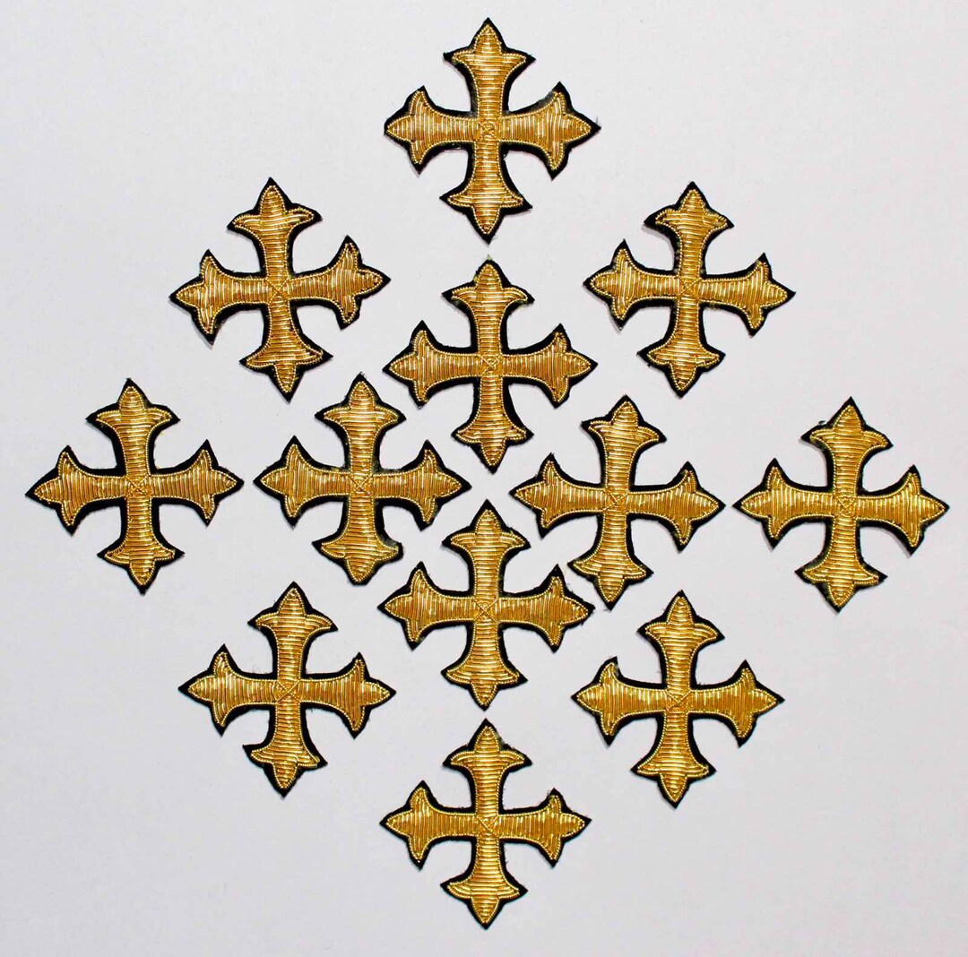 12 Piece Liturgical Embroidered Small Holy Cross Applique for Vestment ...