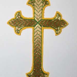 Liturgical Hand Embroidered Gold Cross Applique for Vestment - Etsy