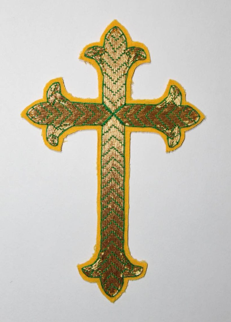 Liturgical Hand Embroidered Gold Cross Applique for Vestment - Etsy