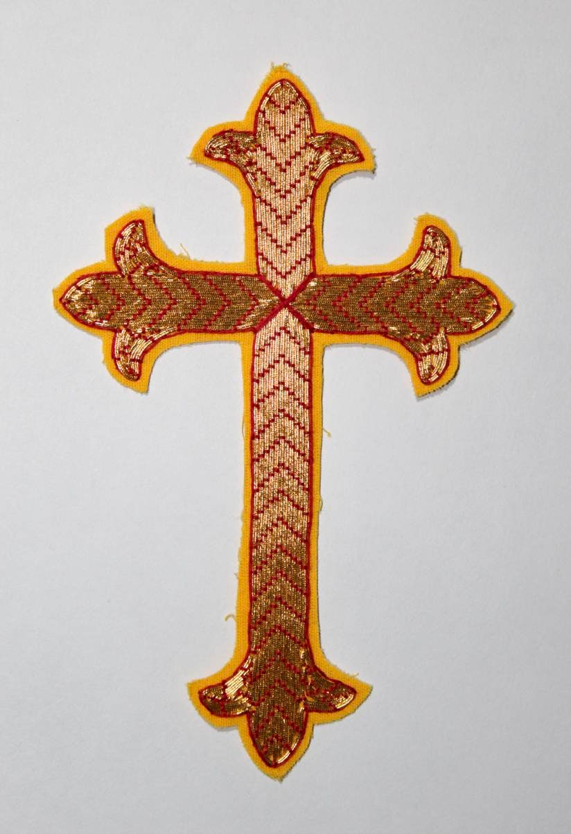 Liturgical Hand Embroidered Gold Cross Applique for Vestment - Etsy