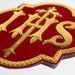 Liturgical Church Emblem, IHS Hand-embroidered Sewn on Applique on Red ...