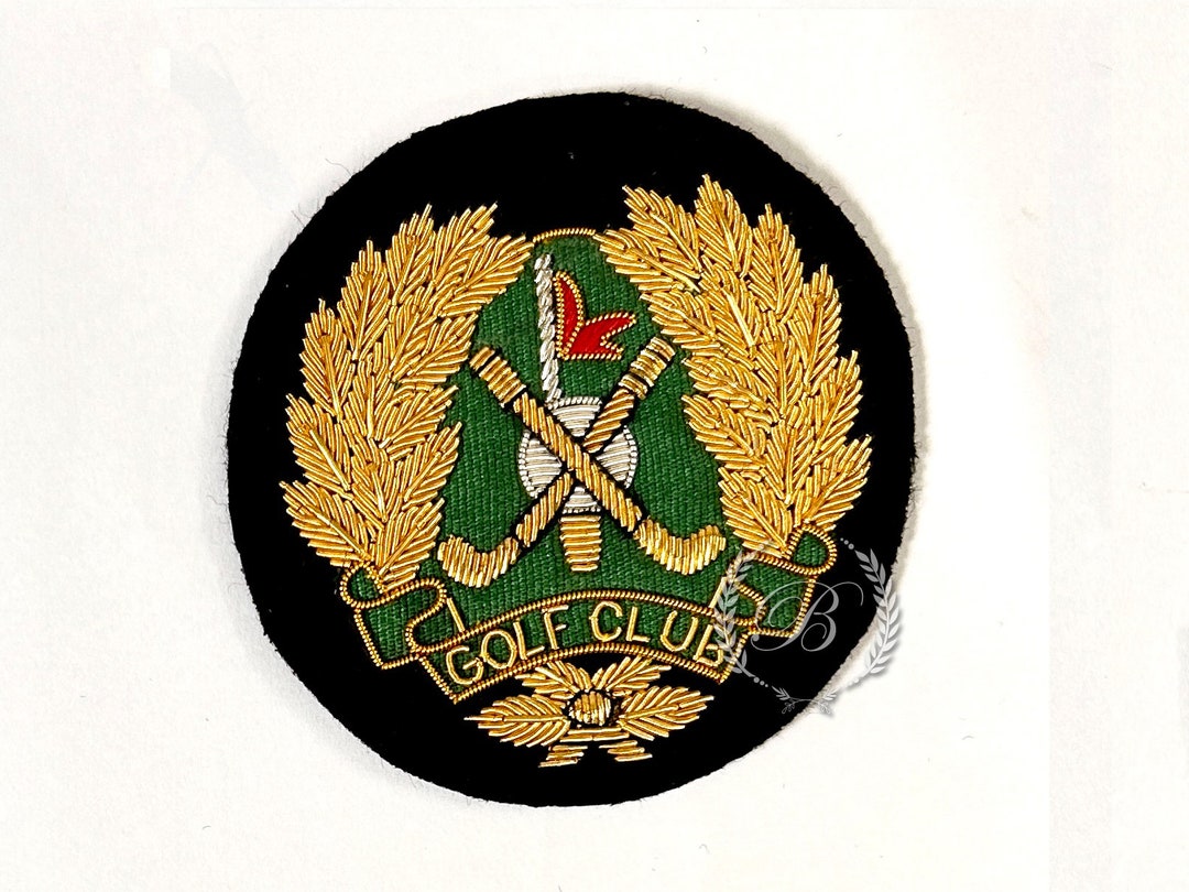 Golf Club Patch Hand Embroidered on Black Felt, Jacket Patch, Bag Patch ...