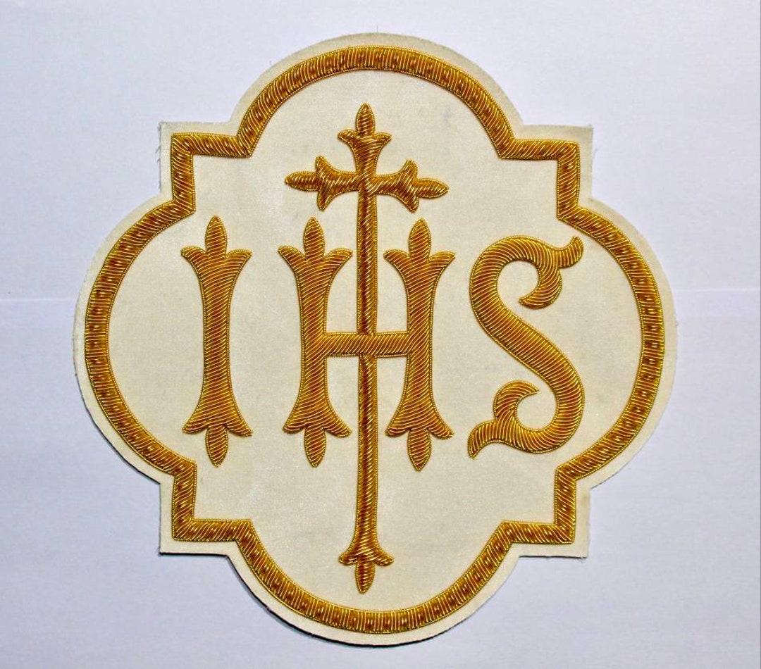 Liturgical Church Emblem, IHS Hand-embroidered Sewn on Applique on ...