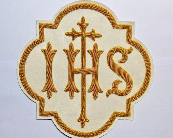 Liturgical Church Emblem, IHS Hand-embroidered Sewn on Applique on ...