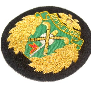 Golf Club Patch Hand Embroidered on Black Felt, Jacket Patch, Bag Patch ...