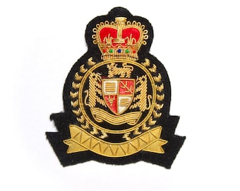 Black Crest Patch Edgy Black Gold Red and White Crests Patch With Red ...