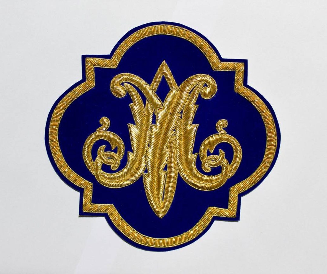 Marian Hand-embroidered Liturgical Church Emblem for Vestments Sewn on ...