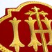 Liturgical Church Emblem, IHS Hand-embroidered Sewn on Applique on Red ...