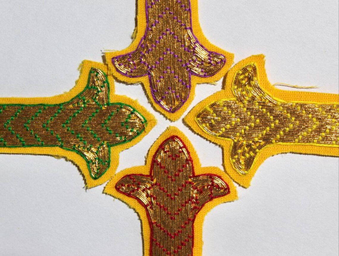 Liturgical Hand Embroidered Gold Cross Applique for Vestment | Etsy