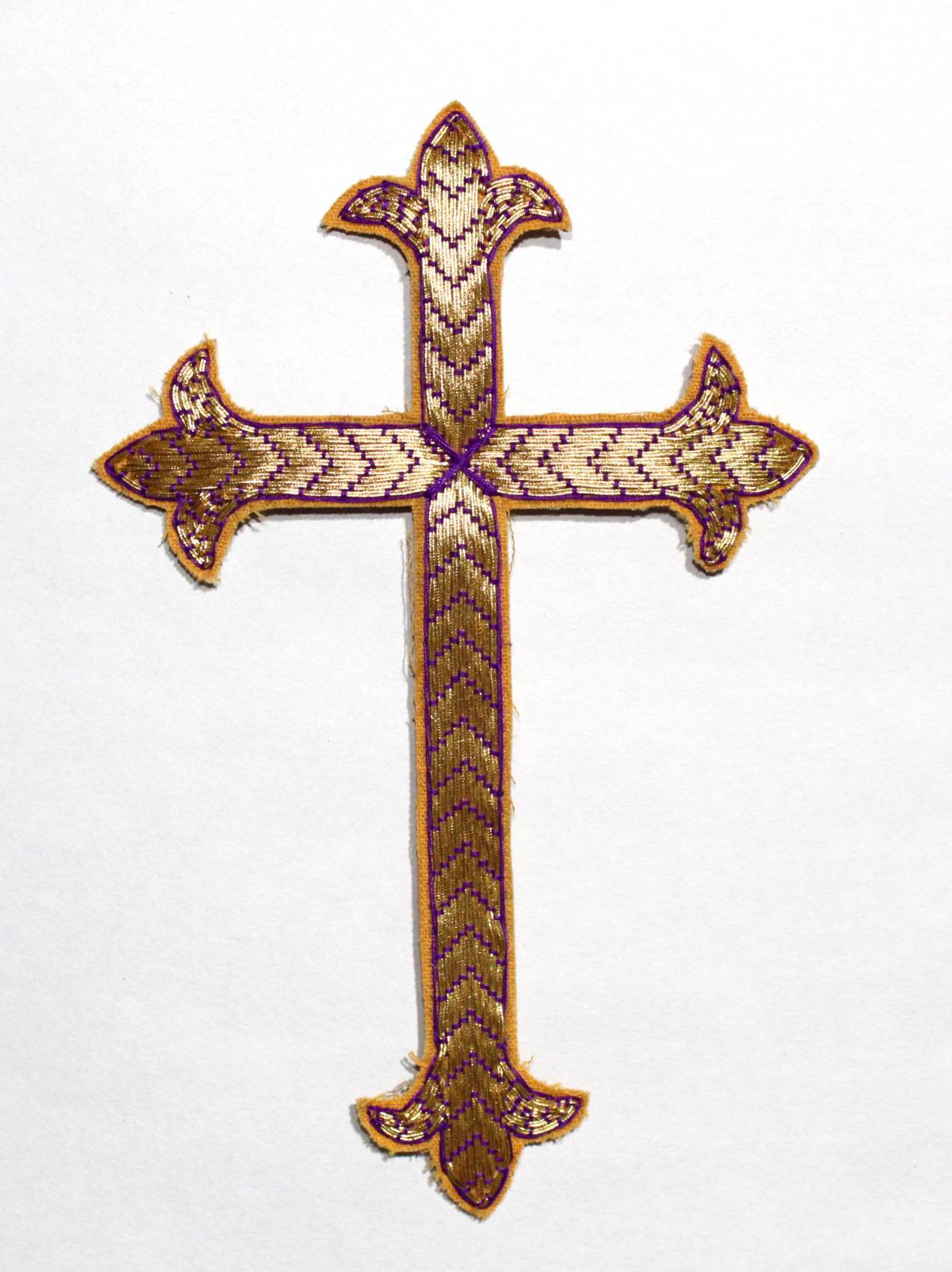 Liturgical Hand Embroidered Gold Cross Applique For Vestment | Etsy
