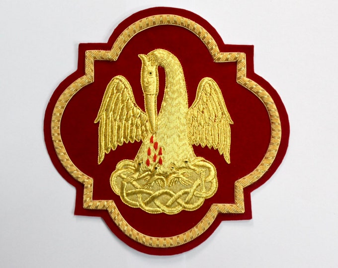 Liturgical Church Emblem, IHS Hand-embroidered Sewn on Applique on Red ...