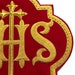 Liturgical Church Emblem, IHS Hand-embroidered Sewn on Applique on Red ...