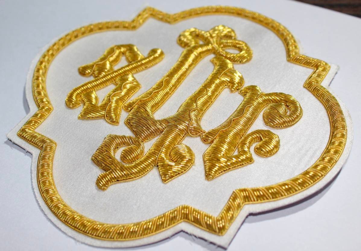 Beautiful Goldwork Liturgical Church Emblem IHS Applique for Vestment ...