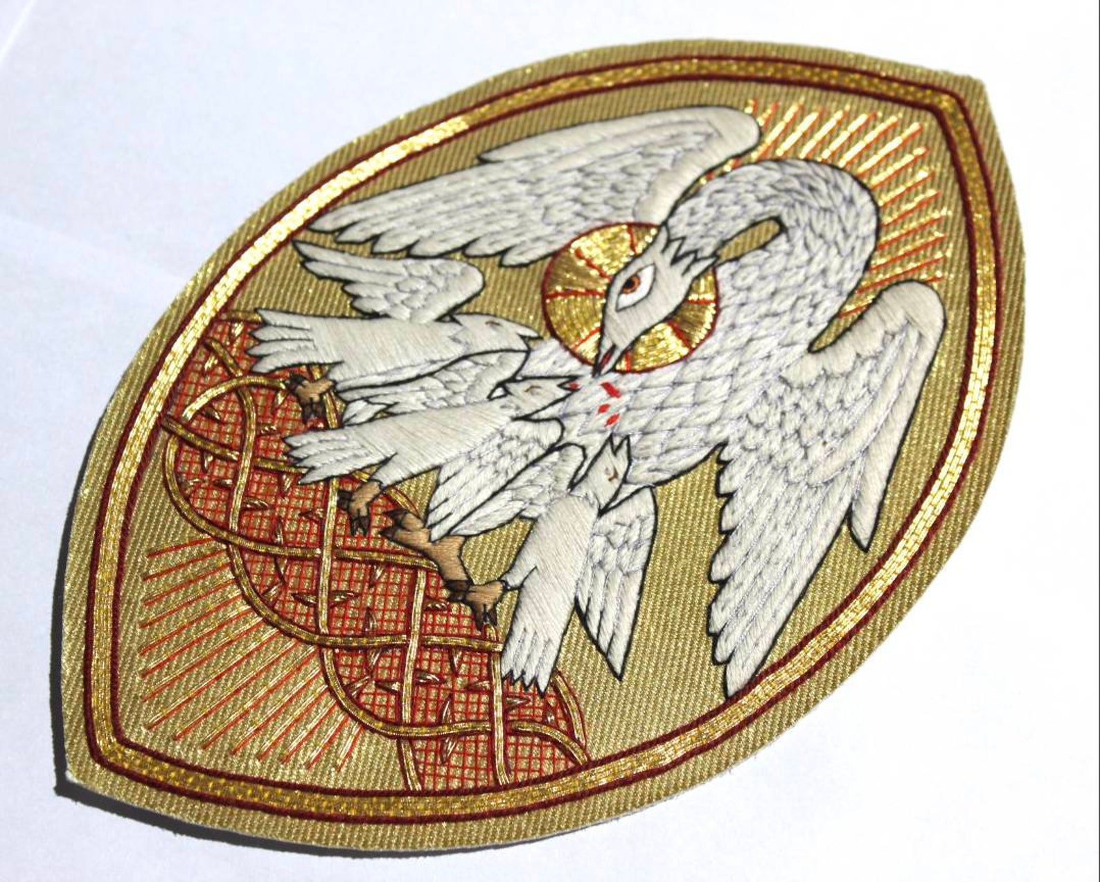 New Pelican Applique for Catholic Vestment on Gold Cloth - Etsy