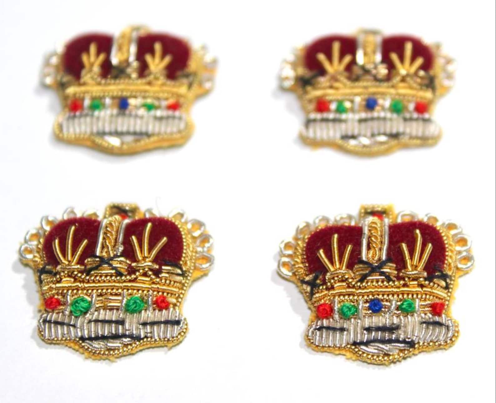 3/4 British Army Rank Crowns, Hand Embroidered With Gold and Silver ...