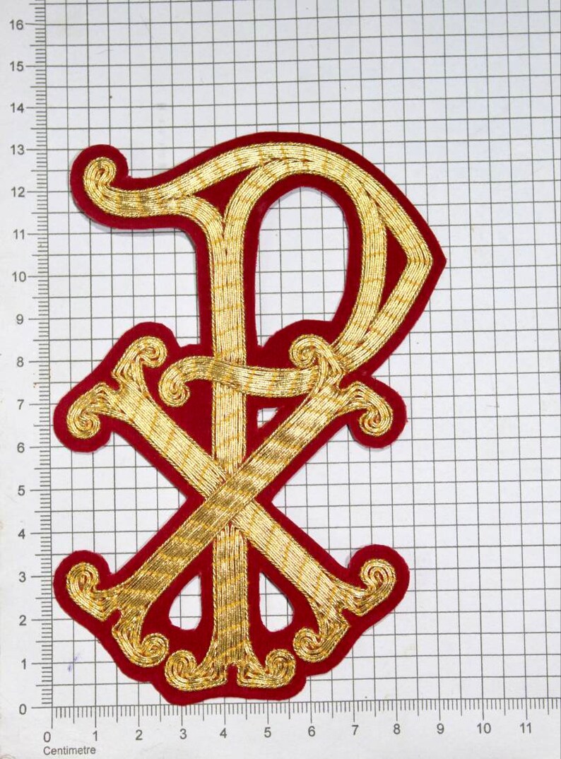 Vestment Applique Chi-rho, Hand Embroidered Coaching Technique Sewn on ...