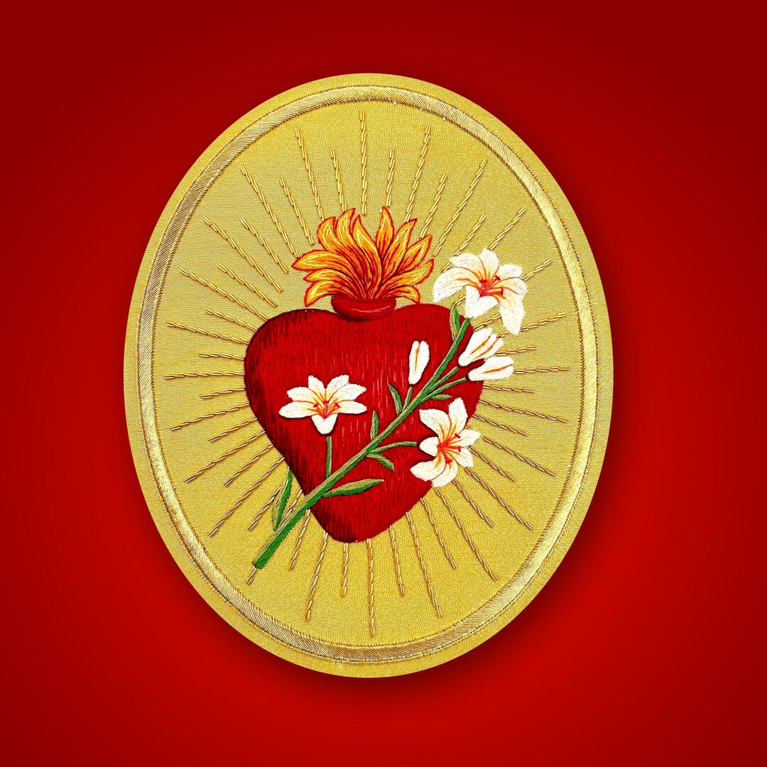 Chaste Heart of St. Joseph, Hand Embroidered Crest / Applique ...