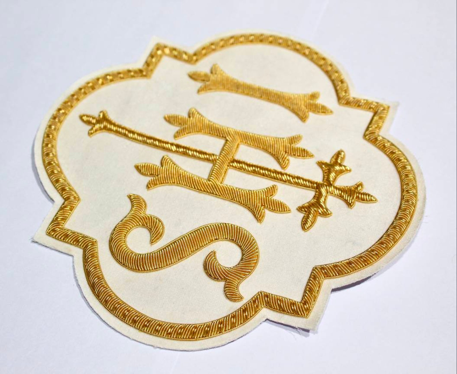 Liturgical Church Emblem, IHS Hand-embroidered Sewn on Applique on ...