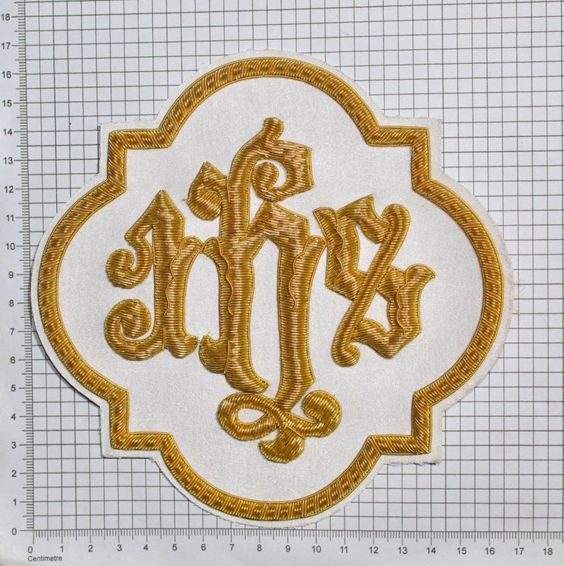 Beautiful Goldwork Liturgical Church Emblem IHS Applique for Vestment ...