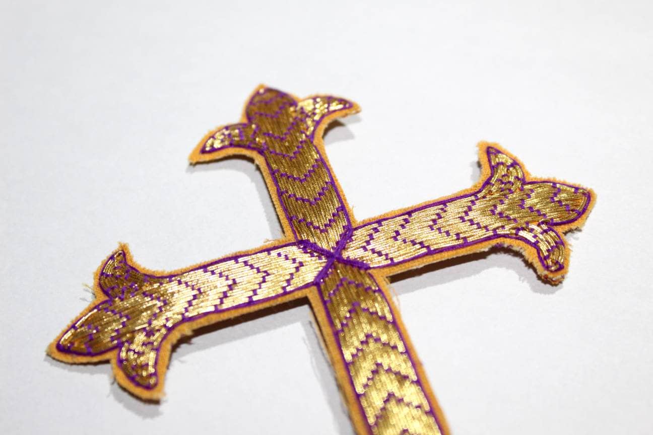 Liturgical Hand Embroidered Gold Cross Applique For Vestment | Etsy