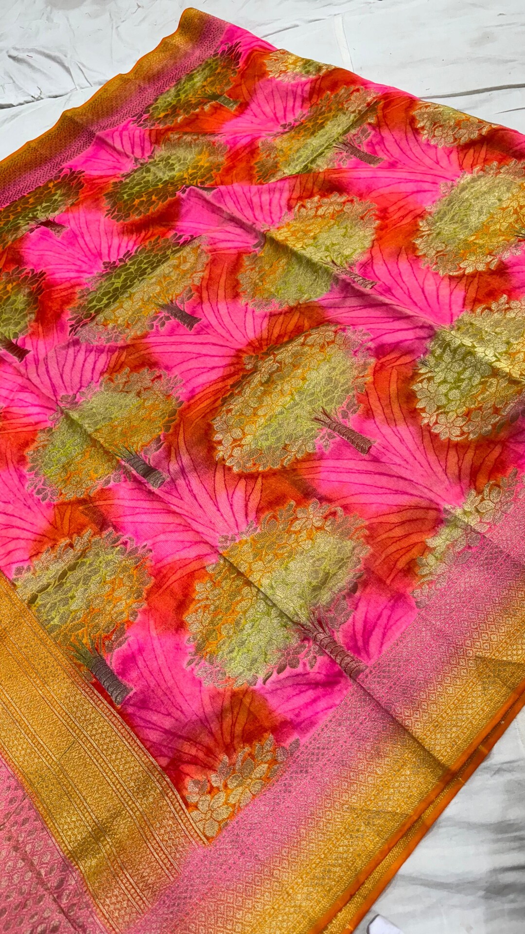 Banarasi Dupatta Tie and Die Elegant and Vibrant Beautiful Pink Colour ...