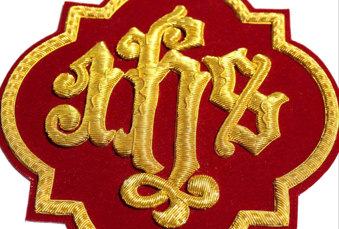 Beautiful Goldwork Liturgical Church Emblem IHS applique for | Etsy