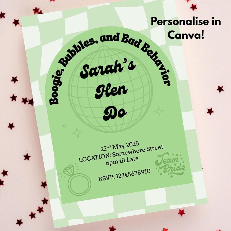 Editable Disco Party Invitation Template | Digital Download | Groovy ...