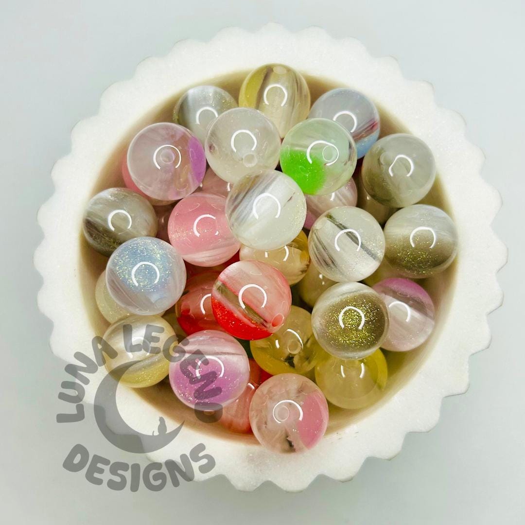 15.5mm Cat Eye Stripe Glitter Acrylic Beads – Mixed Colors - Etsy
