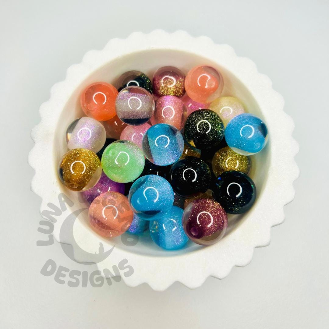 16mm Glitter Acrylic Round Beads – DIY Craft Supplies - Etsy