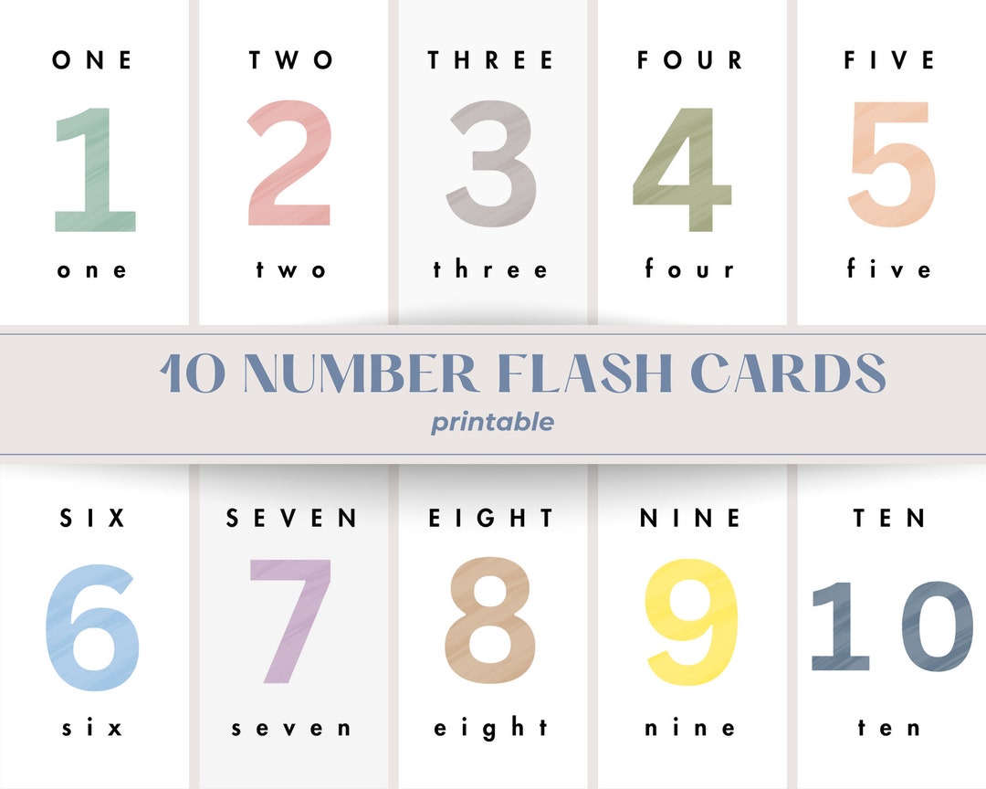 10 Numbers Flash Cards Rainbow Homeschool Preschool - Etsy