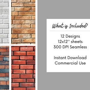 Brick Background Seamless Pattern Digital Paper Bricks Scrapbook Papers ...