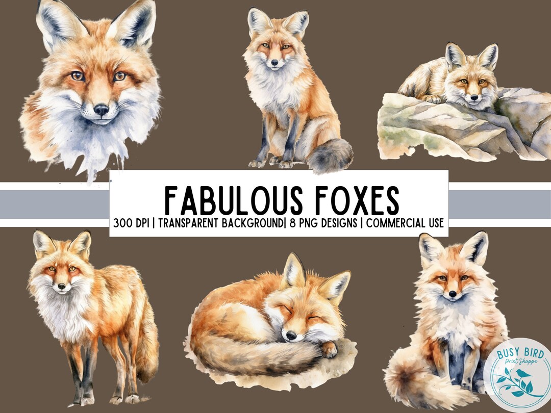 Watercolor Fox Clipart PNG Format Commercial Use Instant Download ...