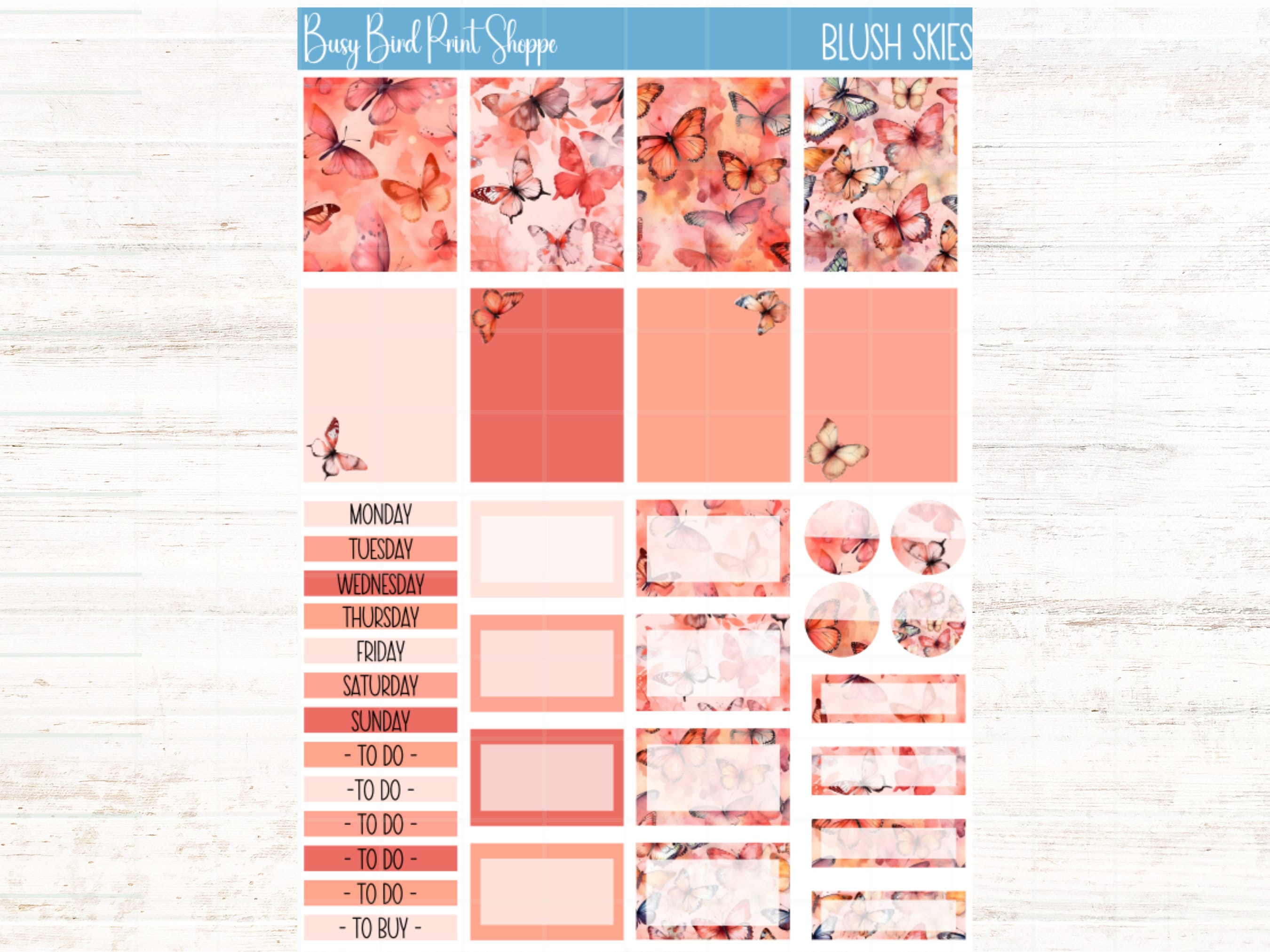 Butterfly Weekly Printable Planner Stickers, Vertical EC Sticker Kit ...