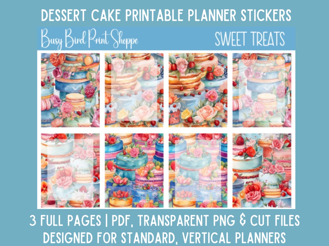 Dessert Weekly Printable Planner Stickers, Brunch Vertical EC Sticker ...