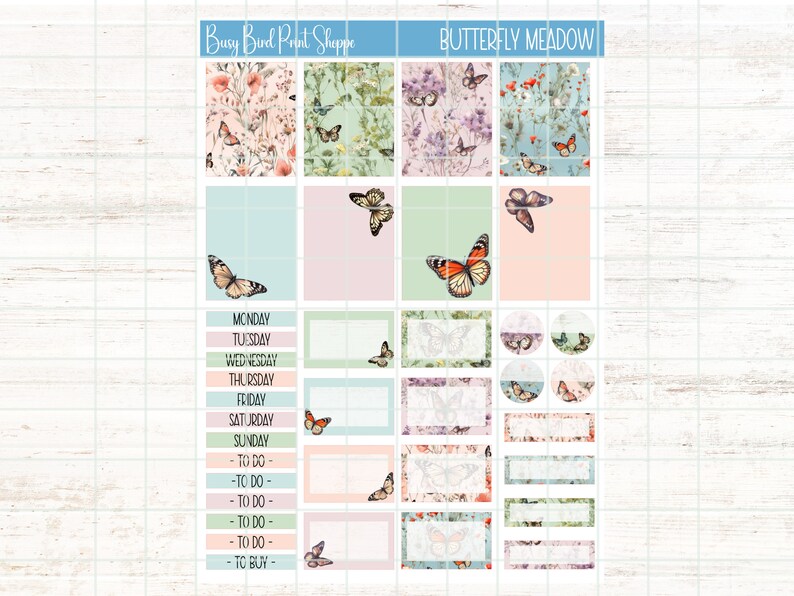 Butterfly Weekly Printable Planner Stickers, Vertical EC Sticker Kit ...