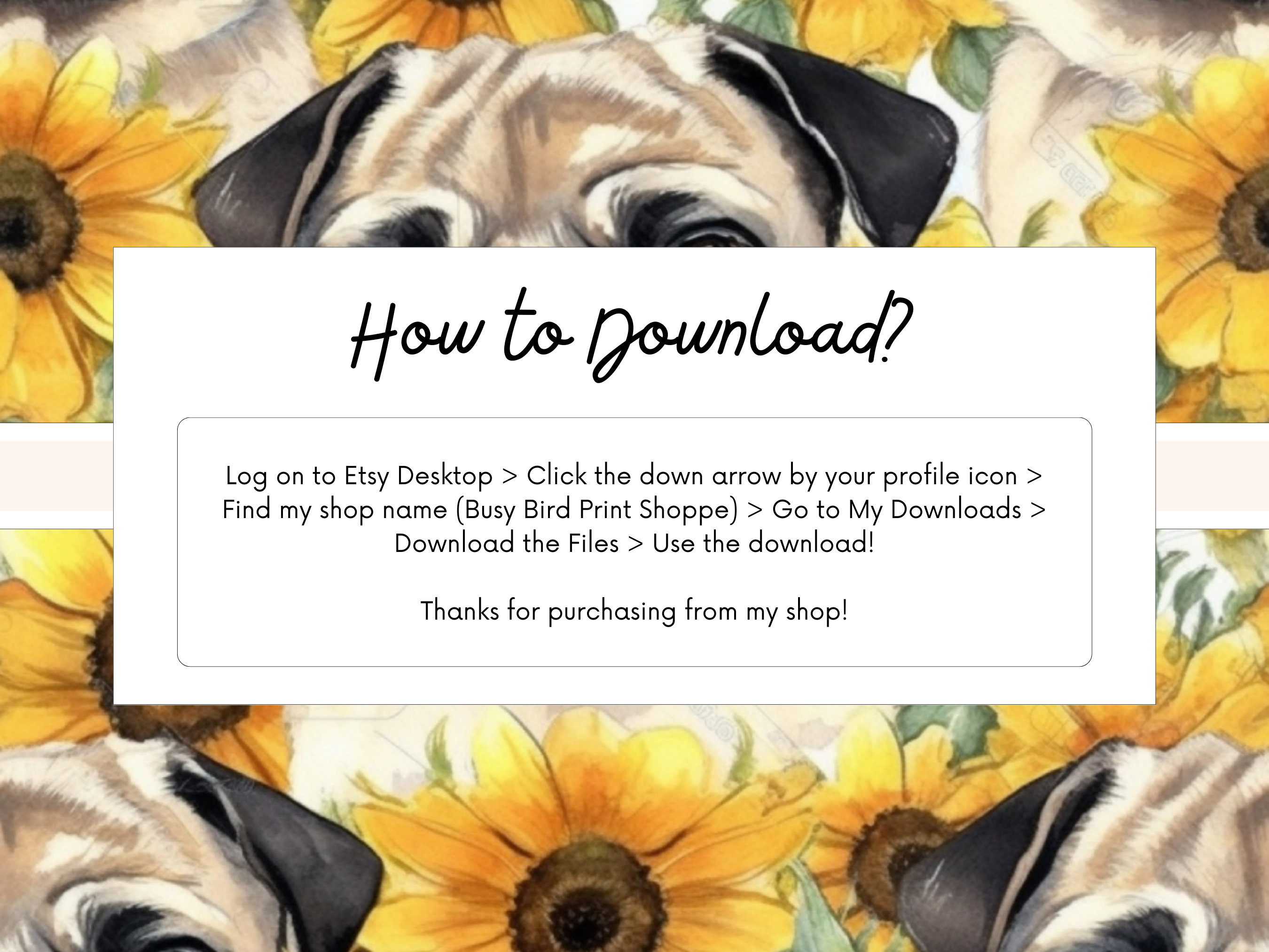 Pug Dog Puppy Seamless Pattern Digital Paper | Pugs & Flowers Scrapbook ...