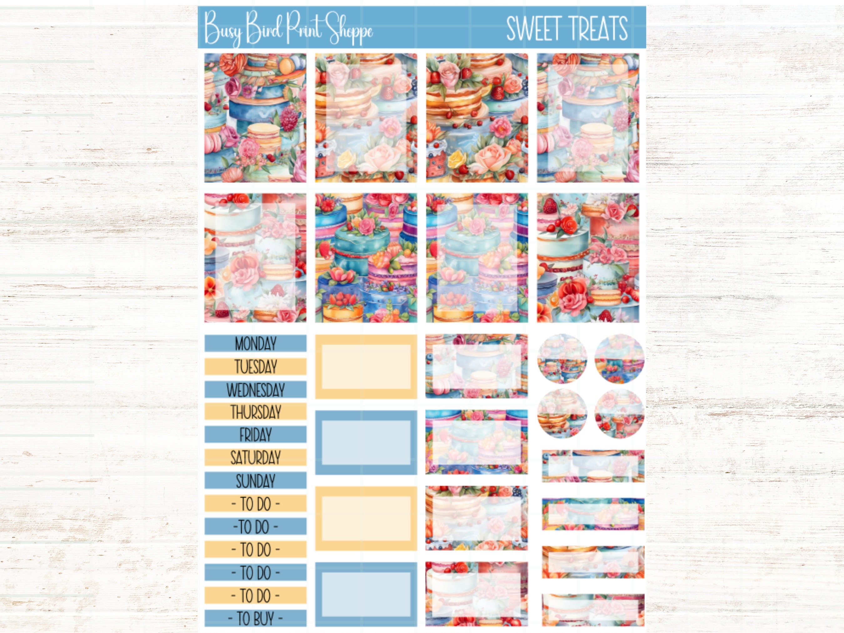 Dessert Weekly Printable Planner Stickers, Brunch Vertical EC Sticker ...