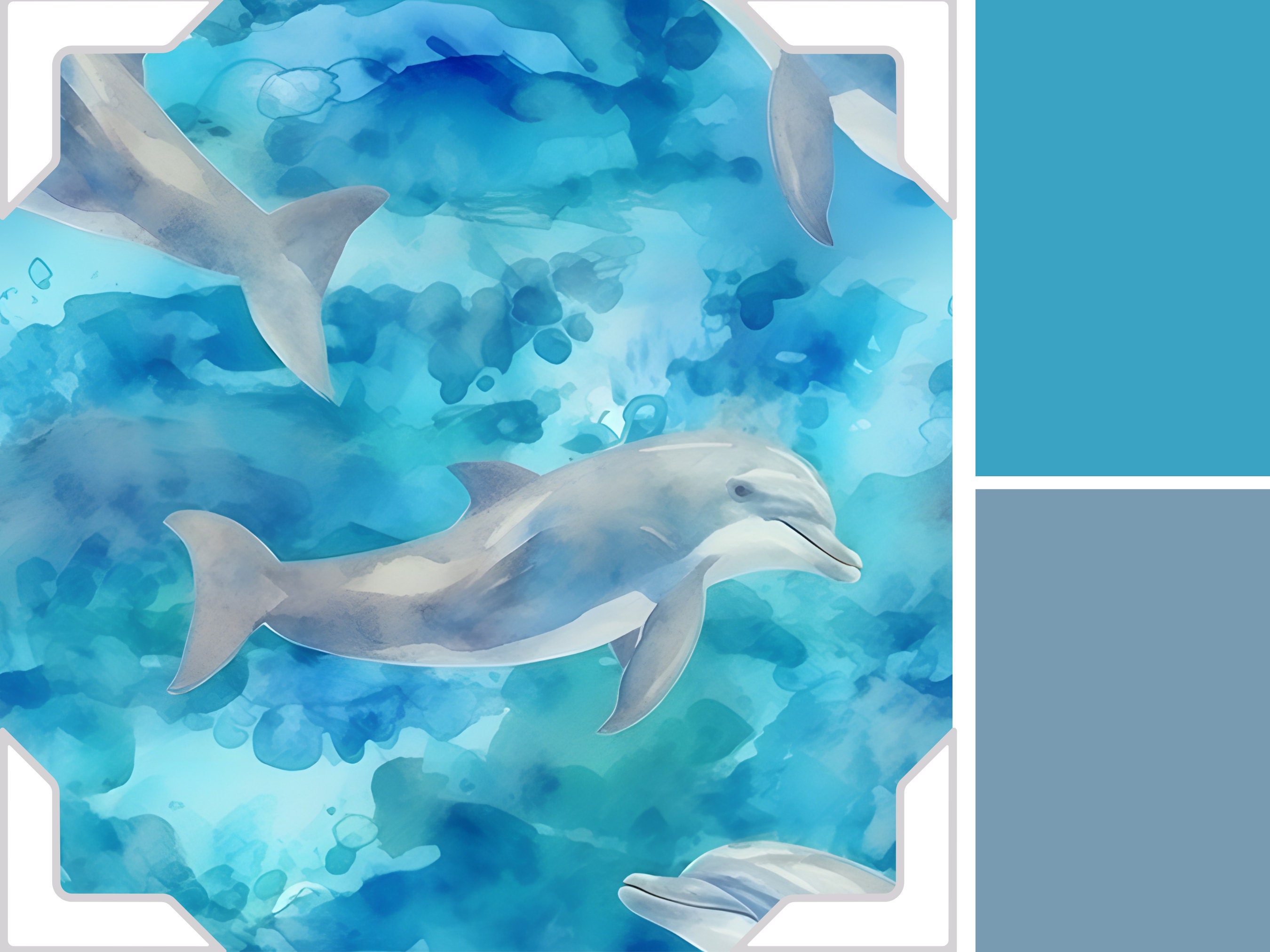 Dolphin Seamless Pattern Digital Paper | Dolphins Scrapbook Papers ...