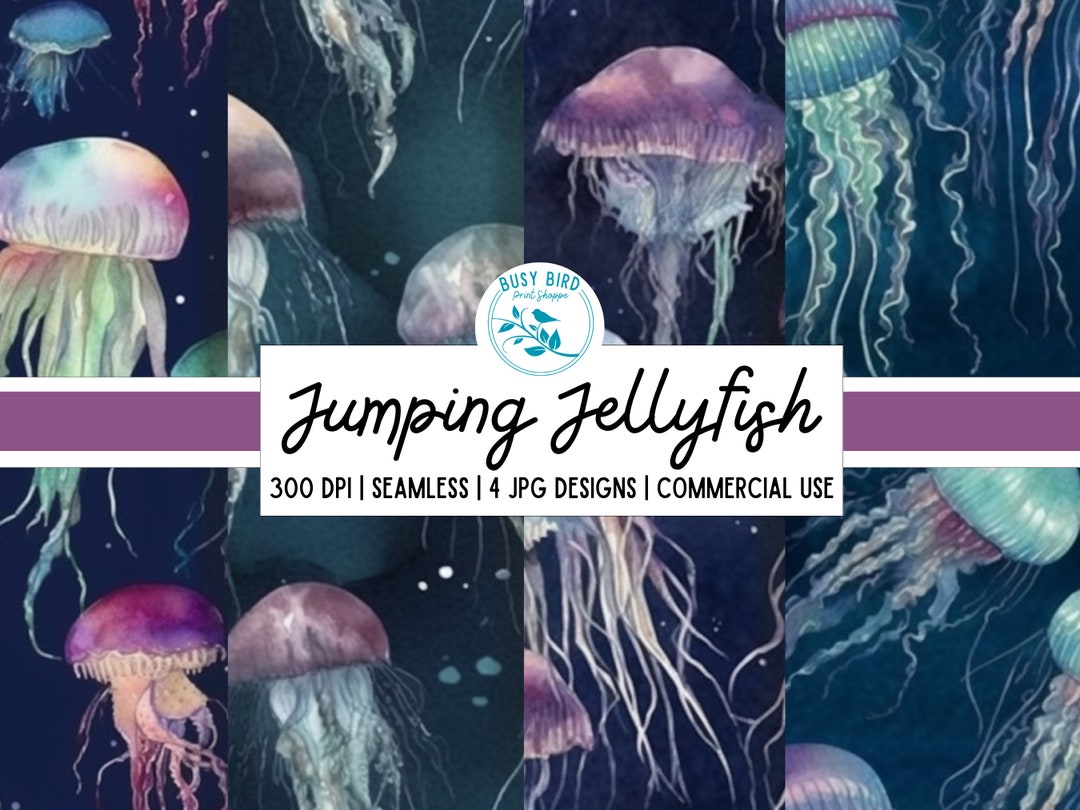 Jellyfish Seamless Pattern Digital Paper Ocean Scrapbook Papers Instant ...