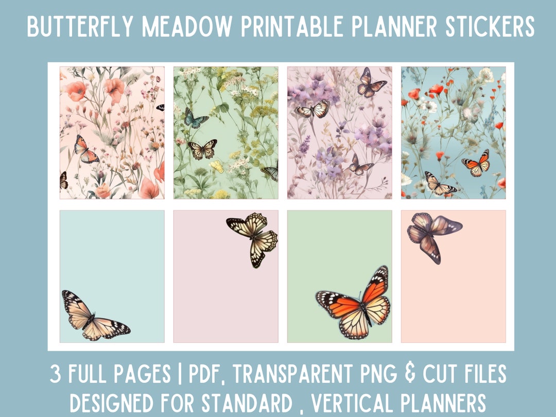 Butterfly Weekly Printable Planner Stickers, Vertical EC Sticker Kit ...
