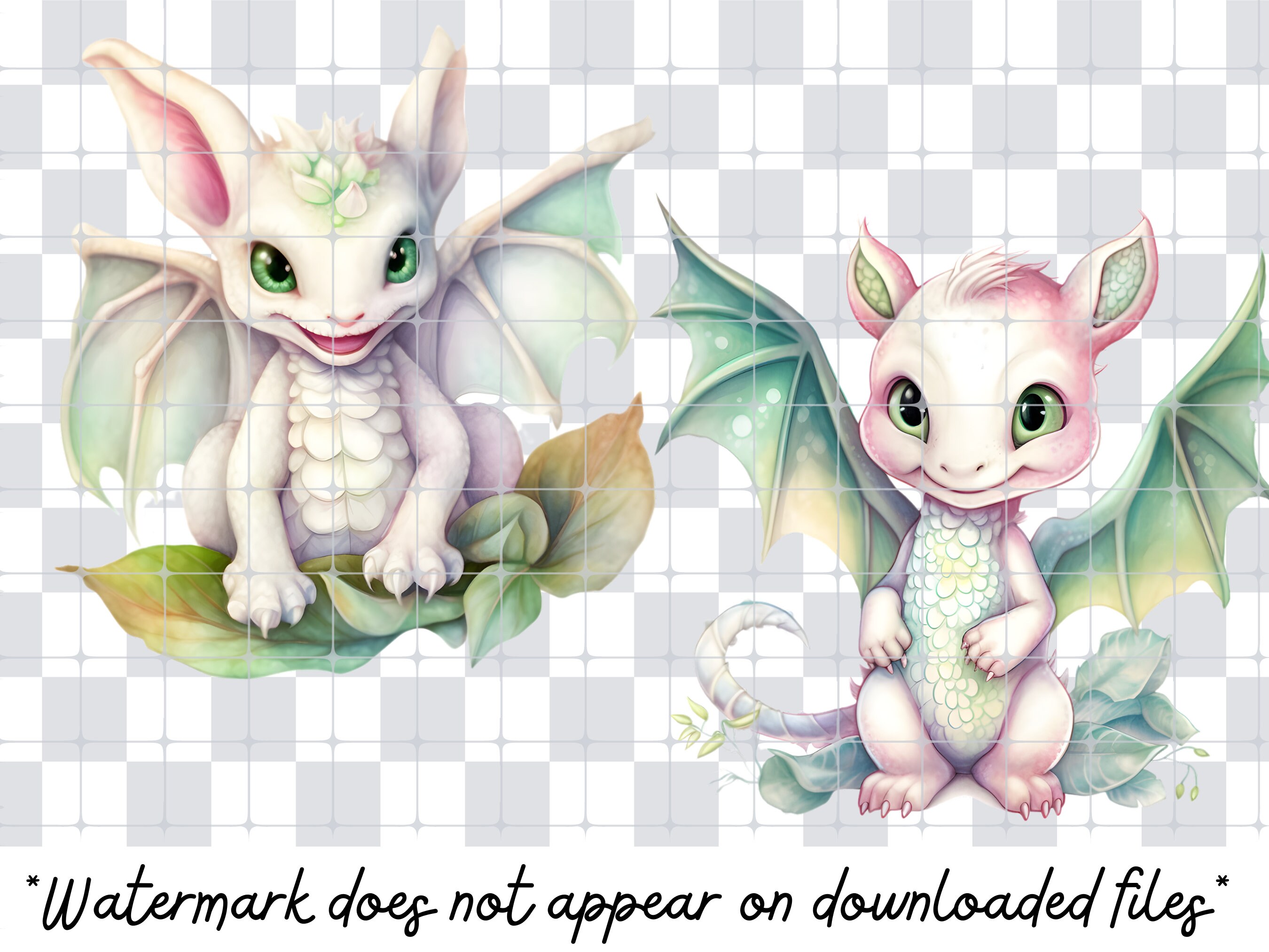 Watercolor Baby Dragon Clipart PNG Format Commercial Use Instant ...