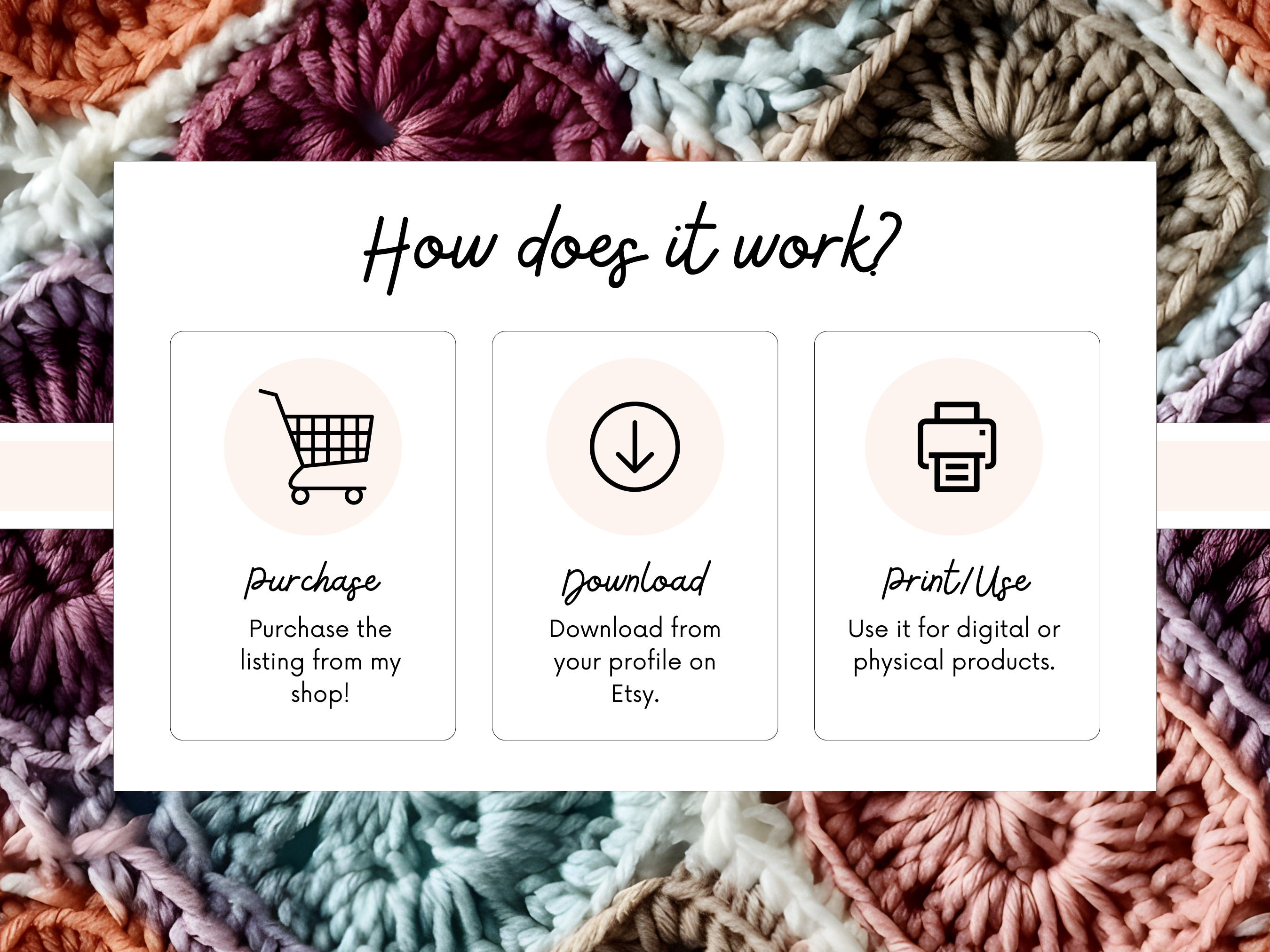 Realistic Crochet Seamless Pattern Digital Paper Granny - Etsy