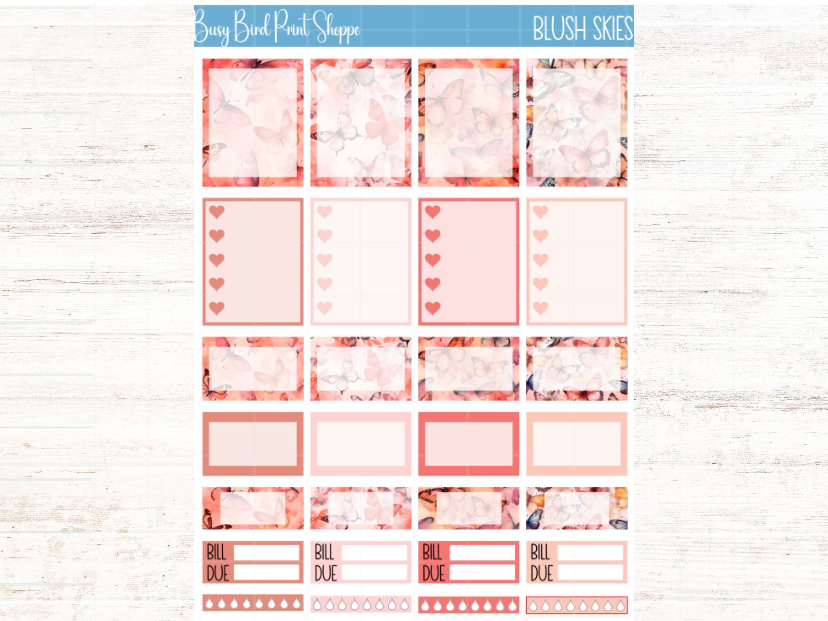 Butterfly Weekly Printable Planner Stickers, Vertical EC Sticker Kit ...